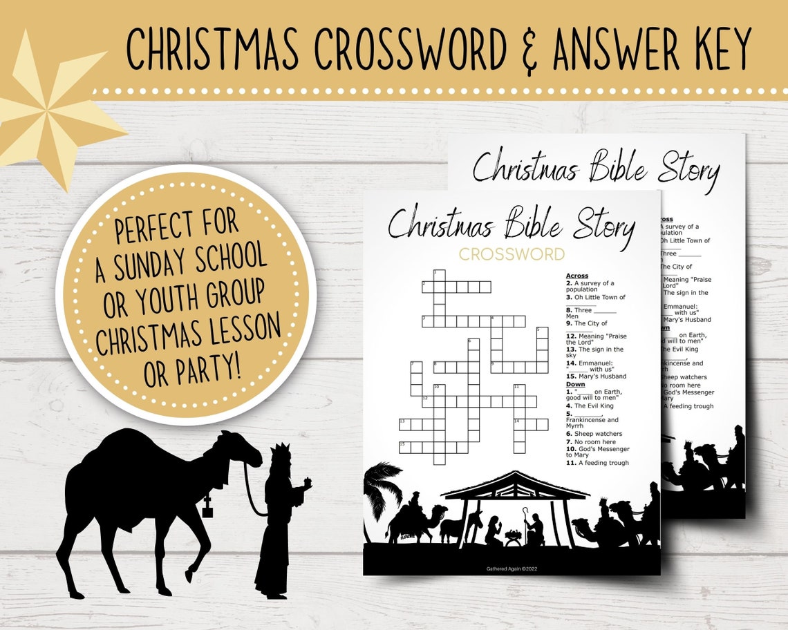Christmas Bible Crossword for Kids | Christmas Story Lesson | Printable ...