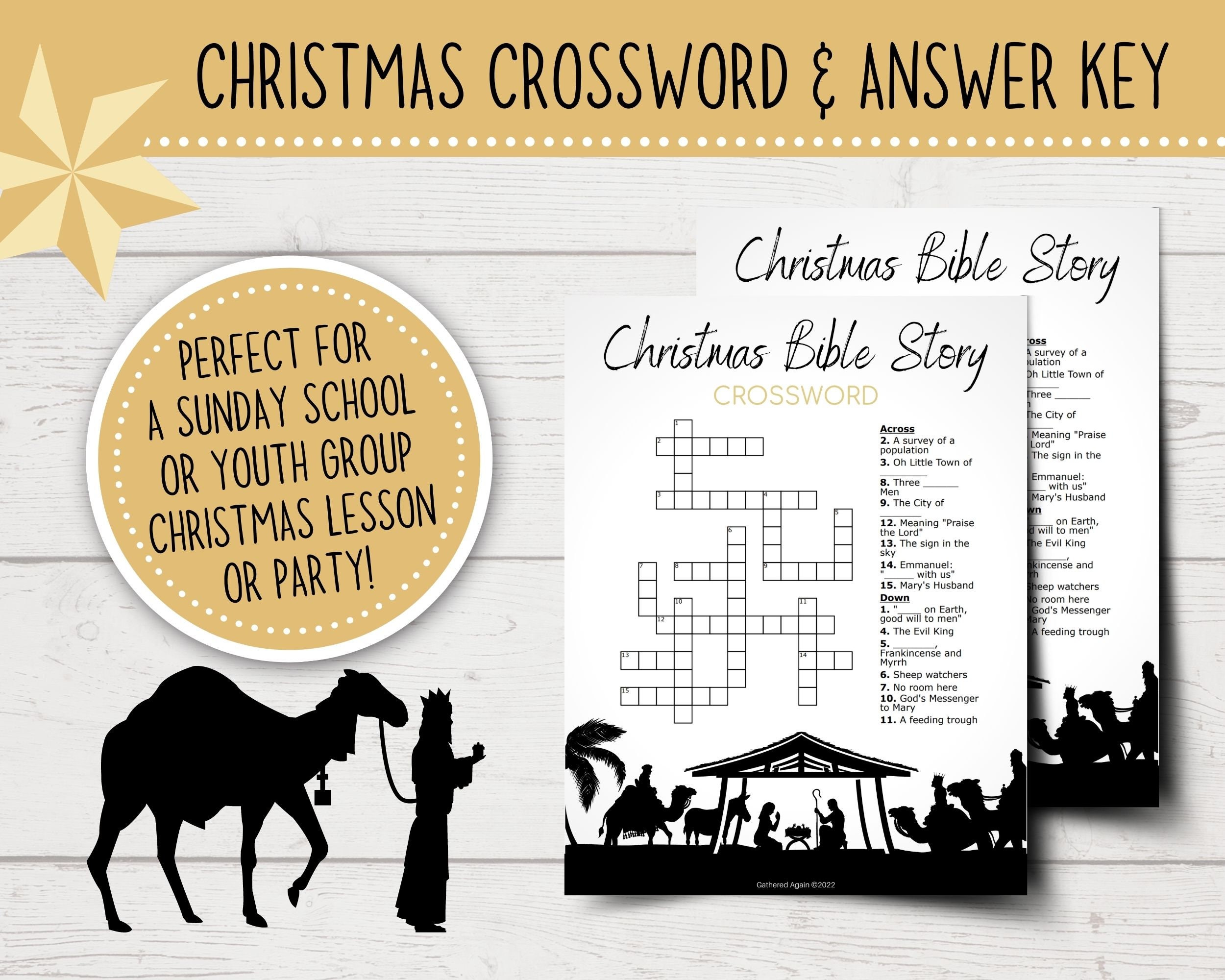 Christmas Bible Crossword for Kids | Christmas Story Lesson | Printable ...