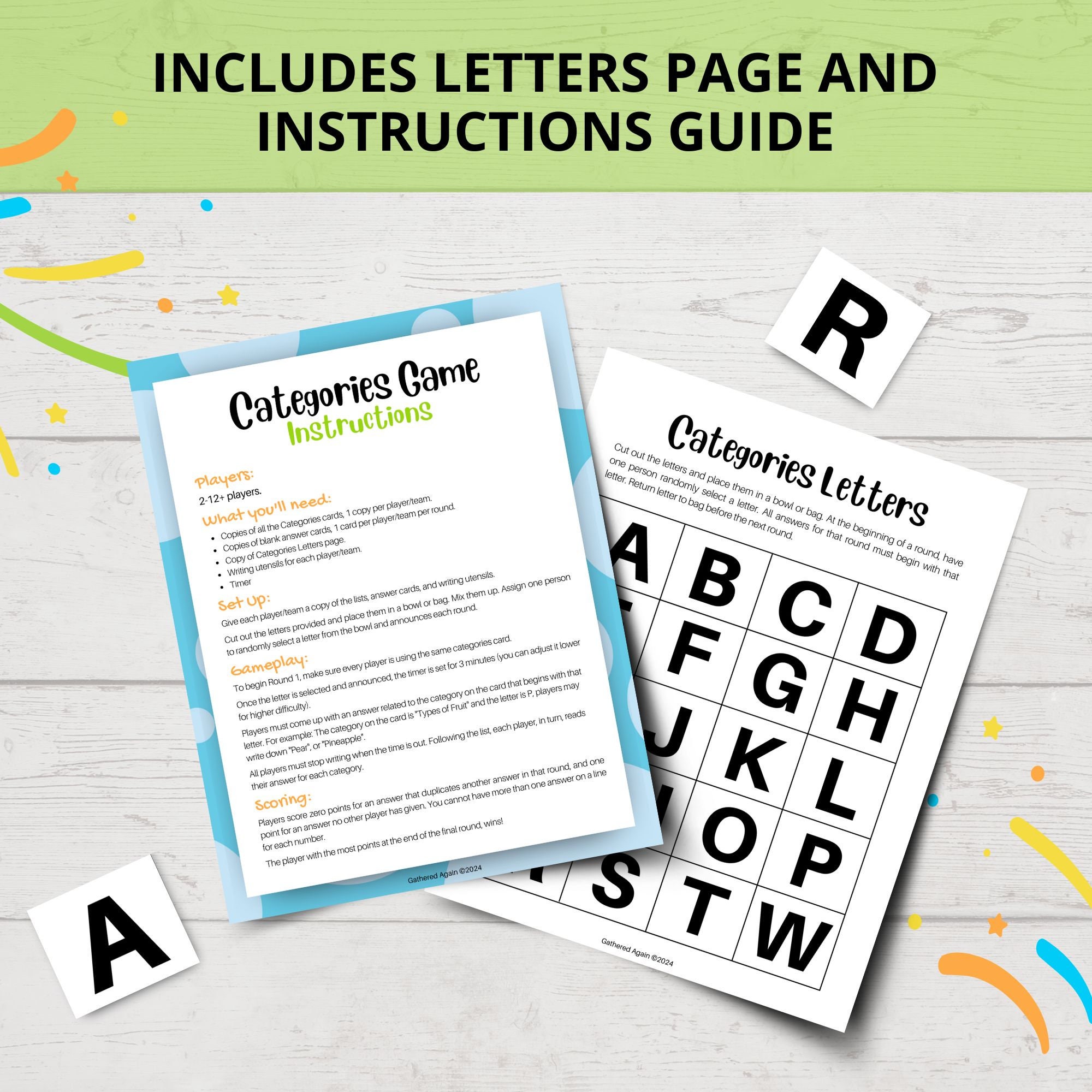 Kid-edition Categories Game | Scattergories-inspired Game for Kids ...