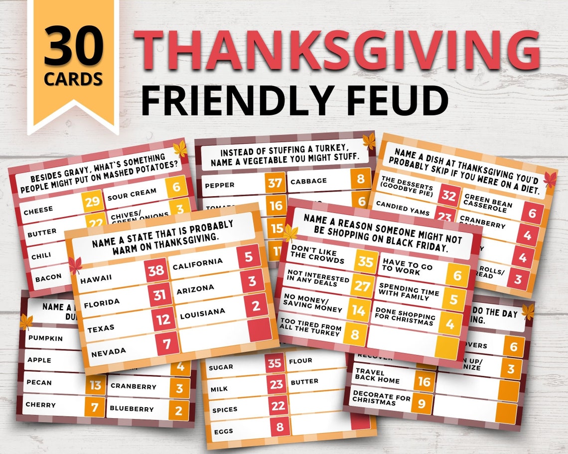 Thanksgiving Friendly Feud Game | Thanksgiving Family Feud Style Game ...
