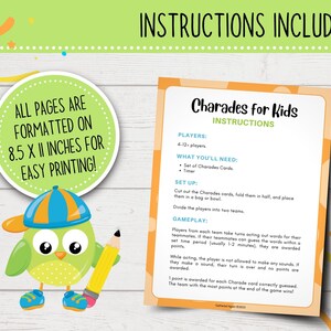 Charades Game for Kids | Printable Kid-edition Charades | Classroom ...