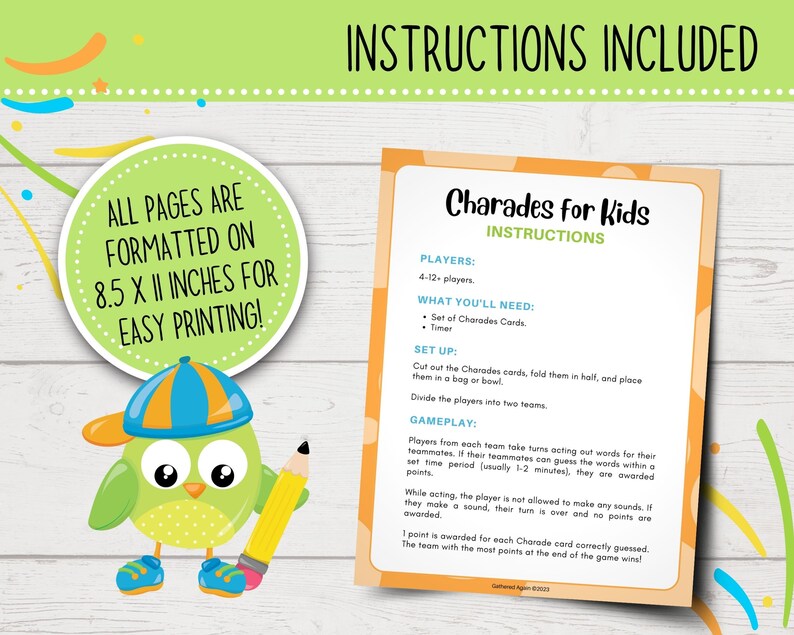 Charades Game for Kids | Printable Kid-edition Charades | Classroom ...