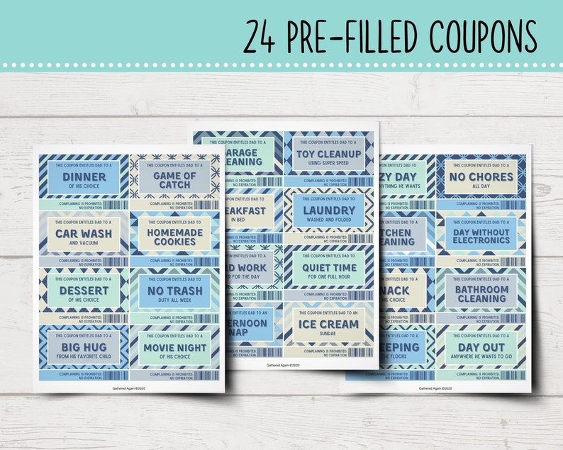 Printable Coupons for Dad | Father's Day Coupon Book | Birthday Coupons ...