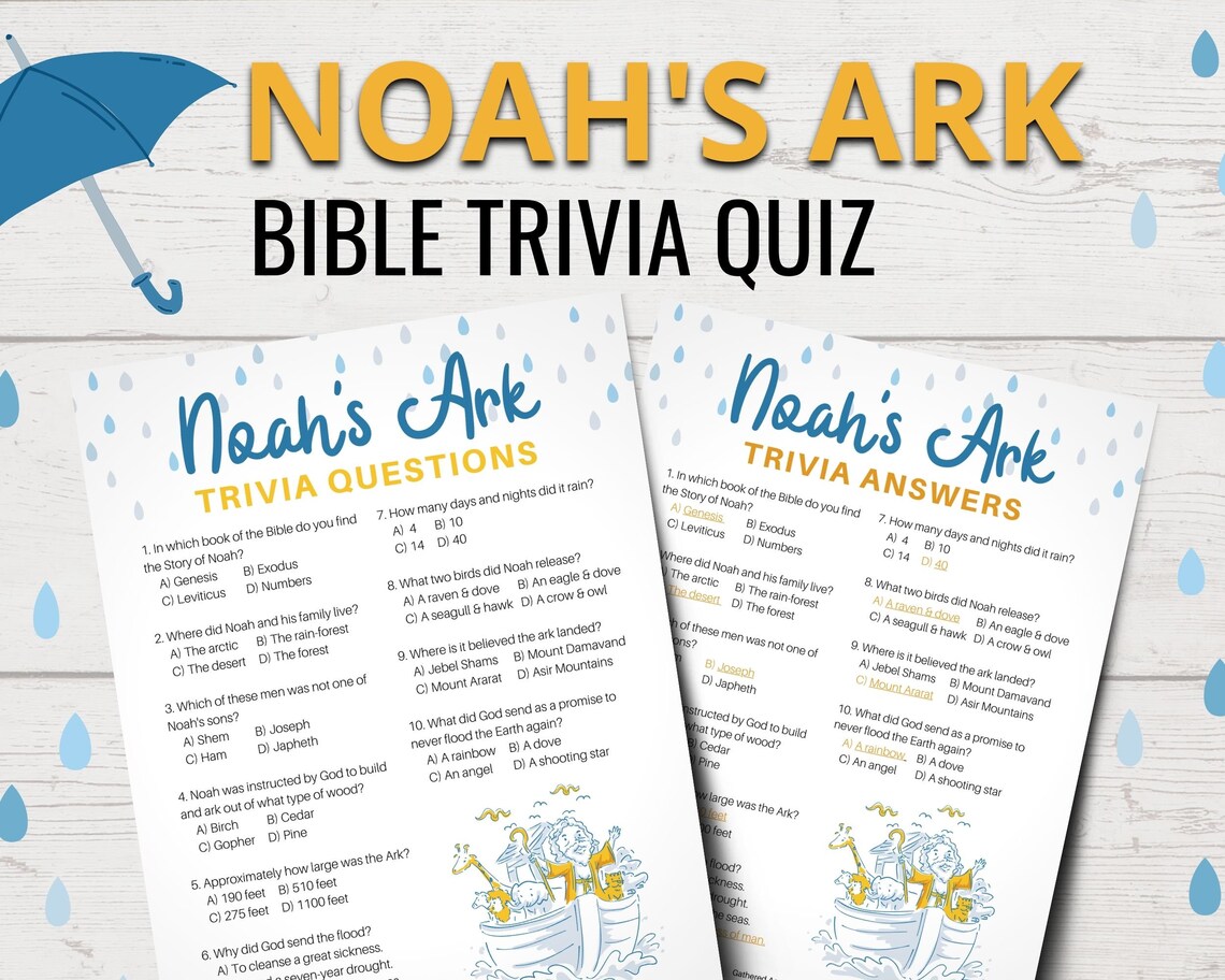 Noah's Ark Trivia for Kids | Bible Trivia Quiz for Kids | Printable ...