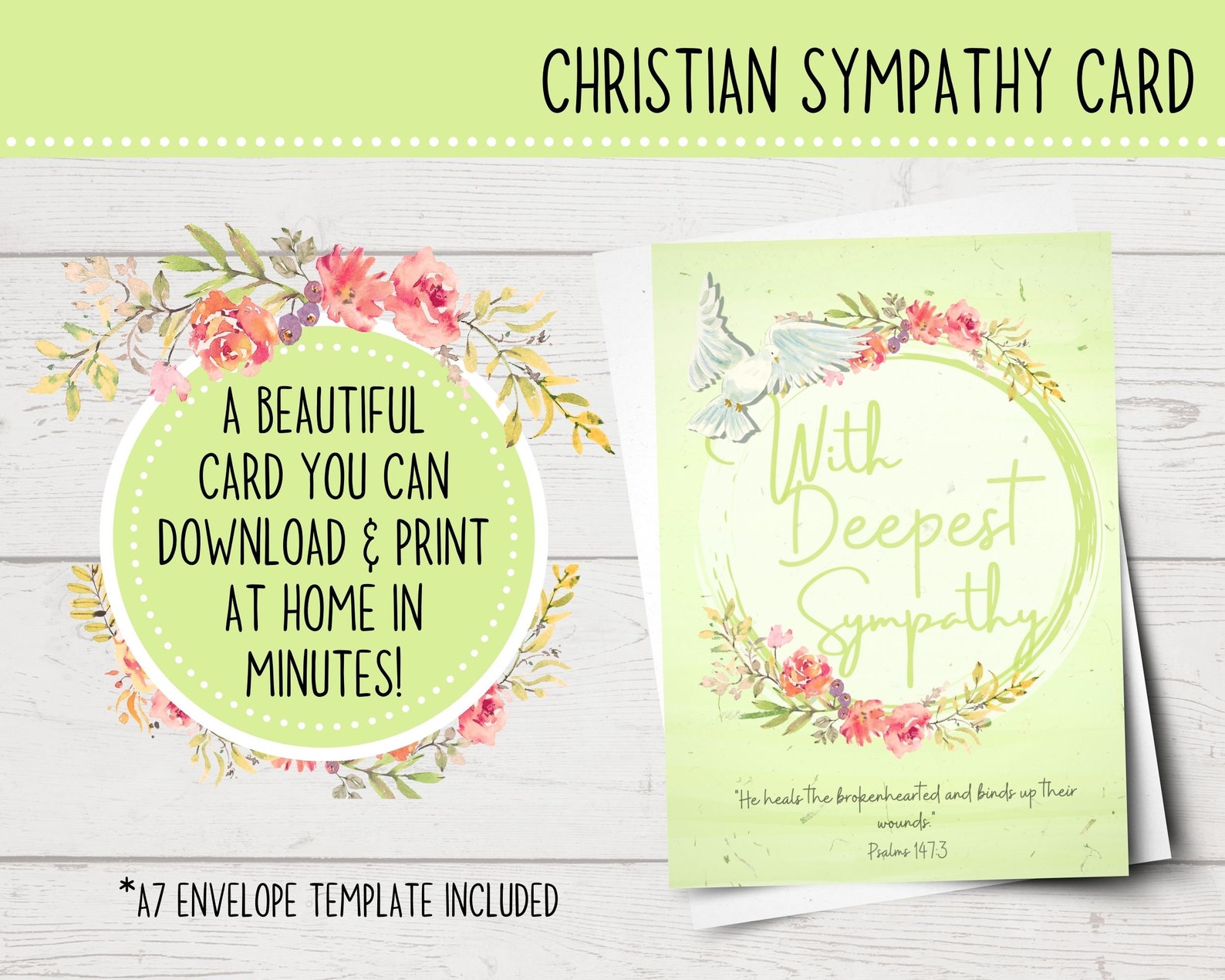 PRINTABLE Sympathy Card | Christian Sympathy Card | Condolences Card ...