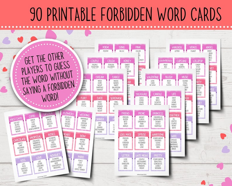 Valentine's Day Forbidden Word Game | Valentine's Day Taboo-style Game ...
