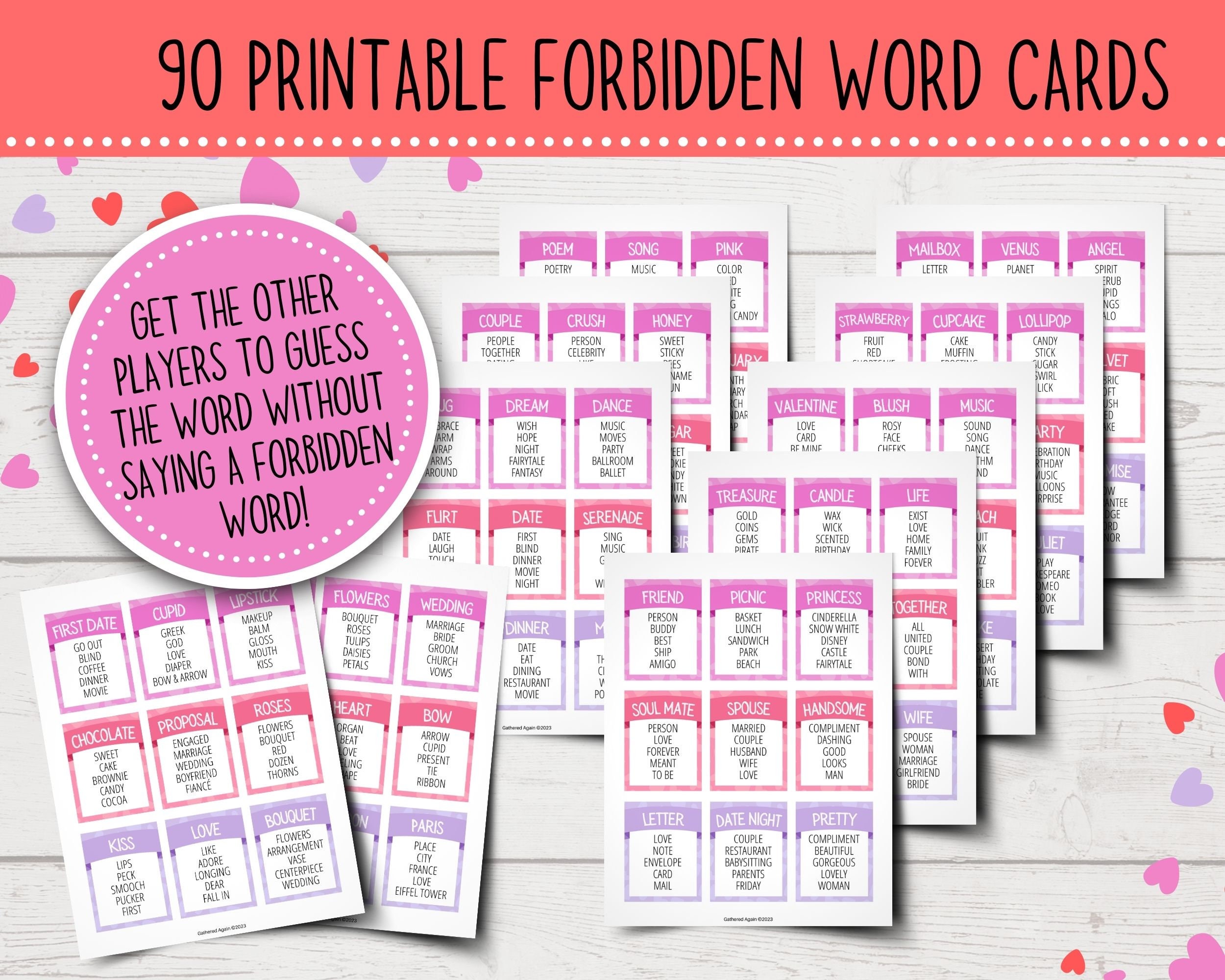 Valentine's Day Forbidden Word Game | Valentine's Day Taboo-style Game ...