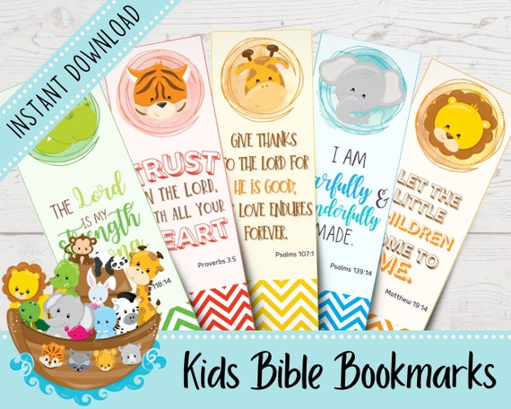 PRINTABLE Bible Verse Bookmarks for Kids Animal Bookmarks | Etsy Canada