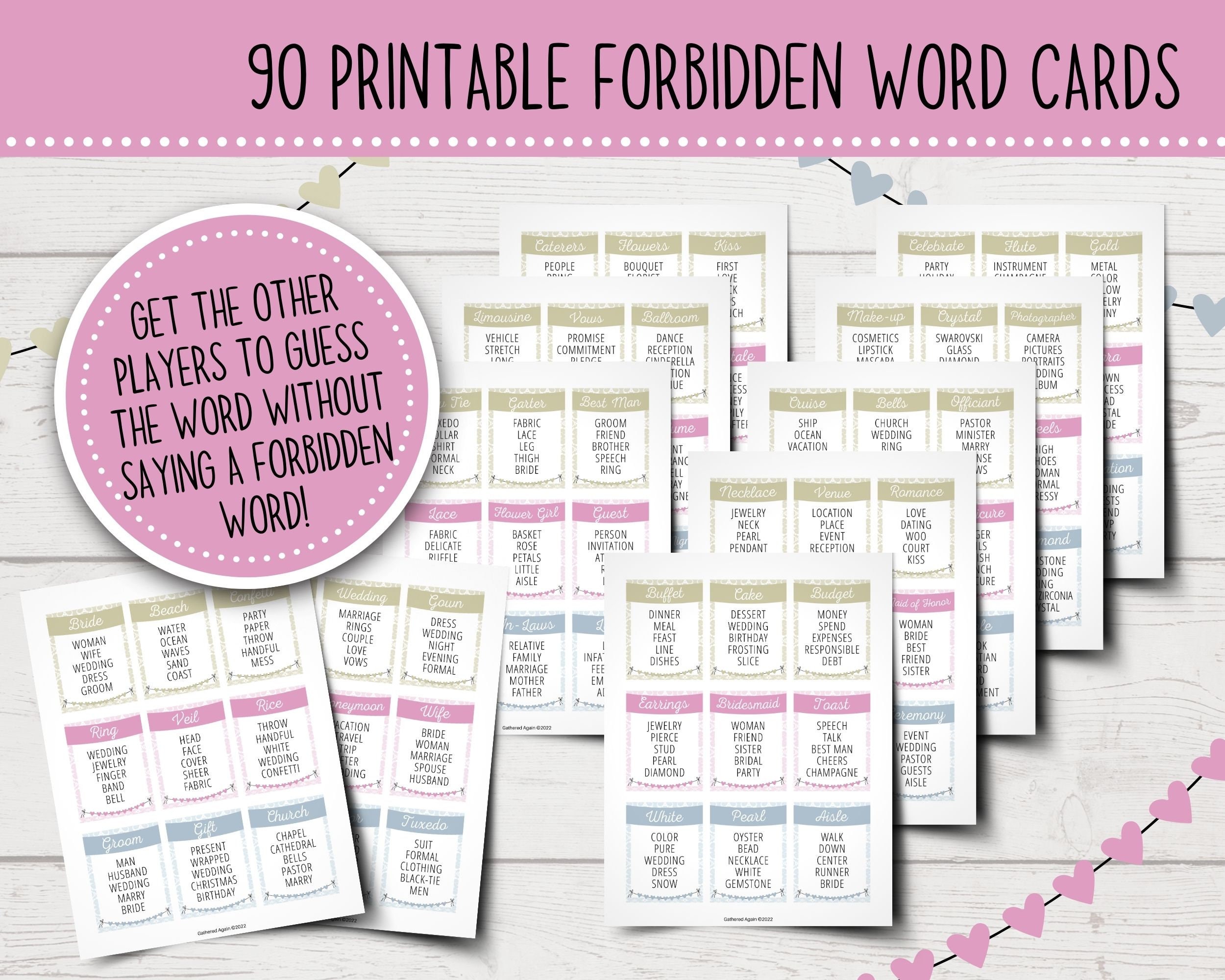 Bridal Shower Forbidden Word Game Wedding Taboo-style Game Bridal ...