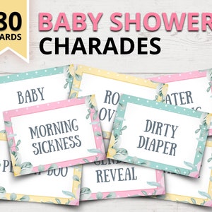 Baby Shower Charades Game Printable Baby Shower Pictionary Cards Baby ...