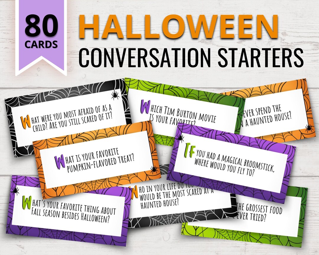 Printable Halloween Conversation Starters | Halloween Icebreaker ...