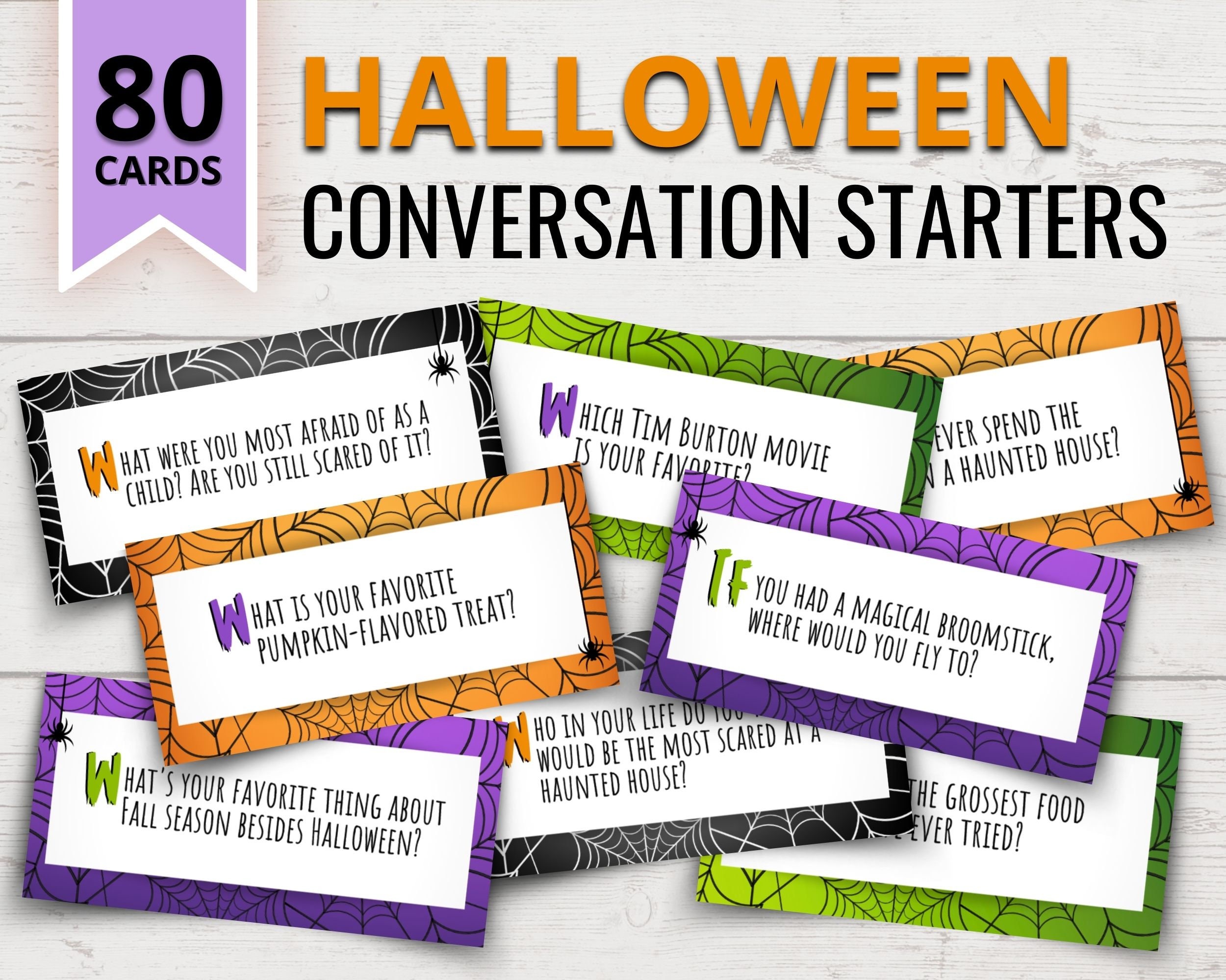Printable Halloween Conversation Starters | Halloween Icebreaker ...