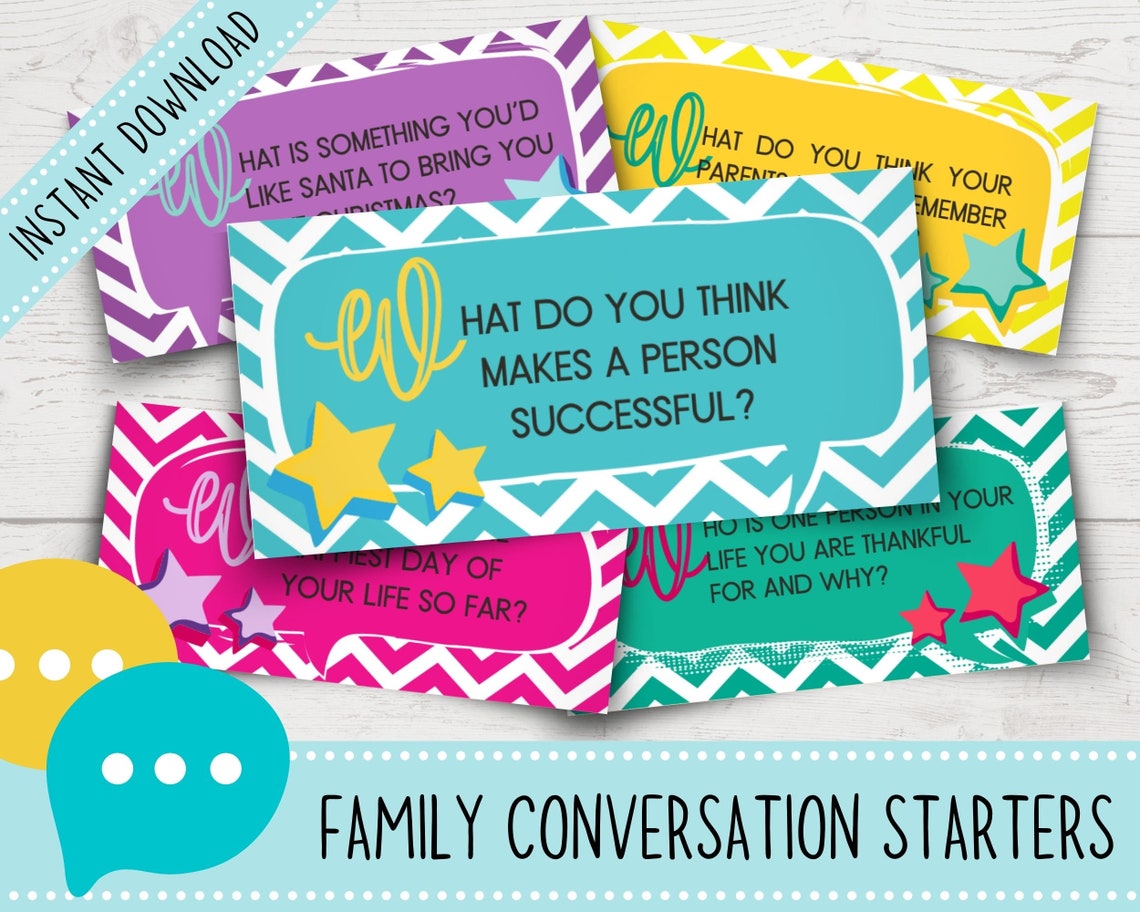 Printable Family Conversation Starters | Talking Prompts | Dinner Table ...