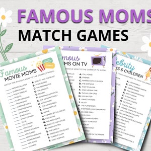 Famous Moms Match Games | Printable Mother's Day Games | Mom Trivia ...