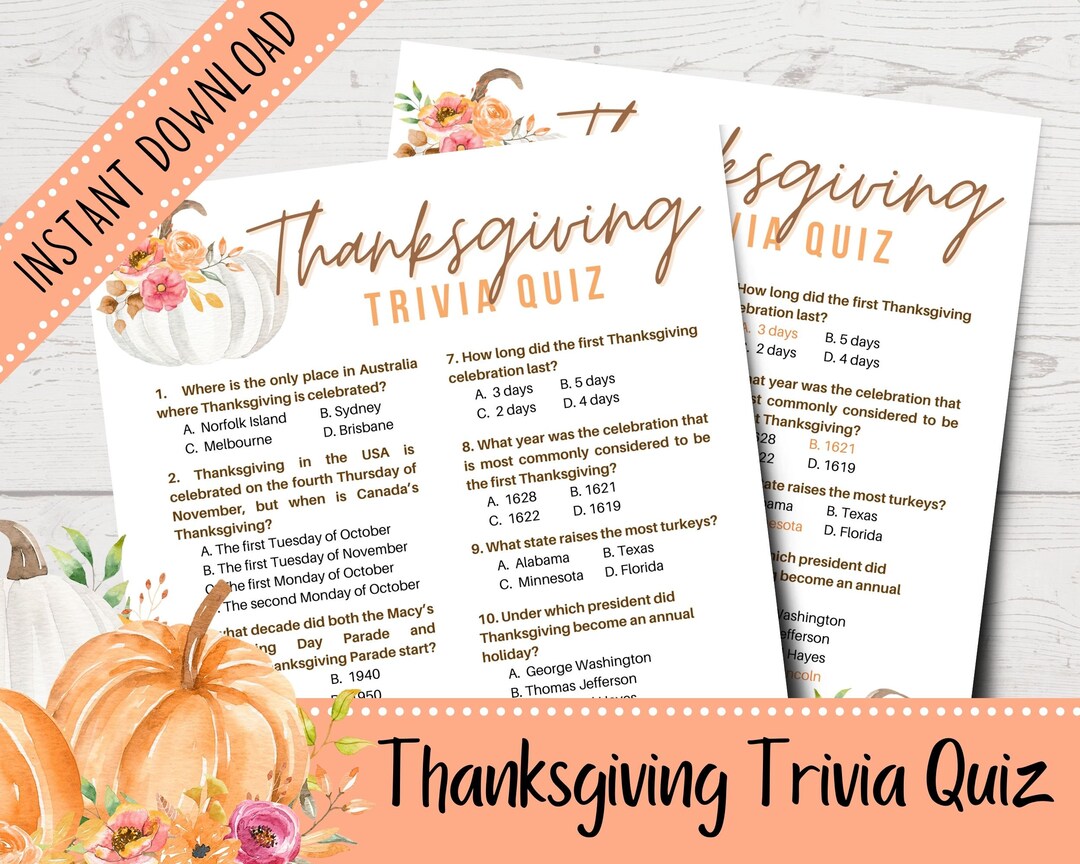 Thanksgiving Trivia Quiz | Thanksgiving Trivia Questions | Thanksgiving ...