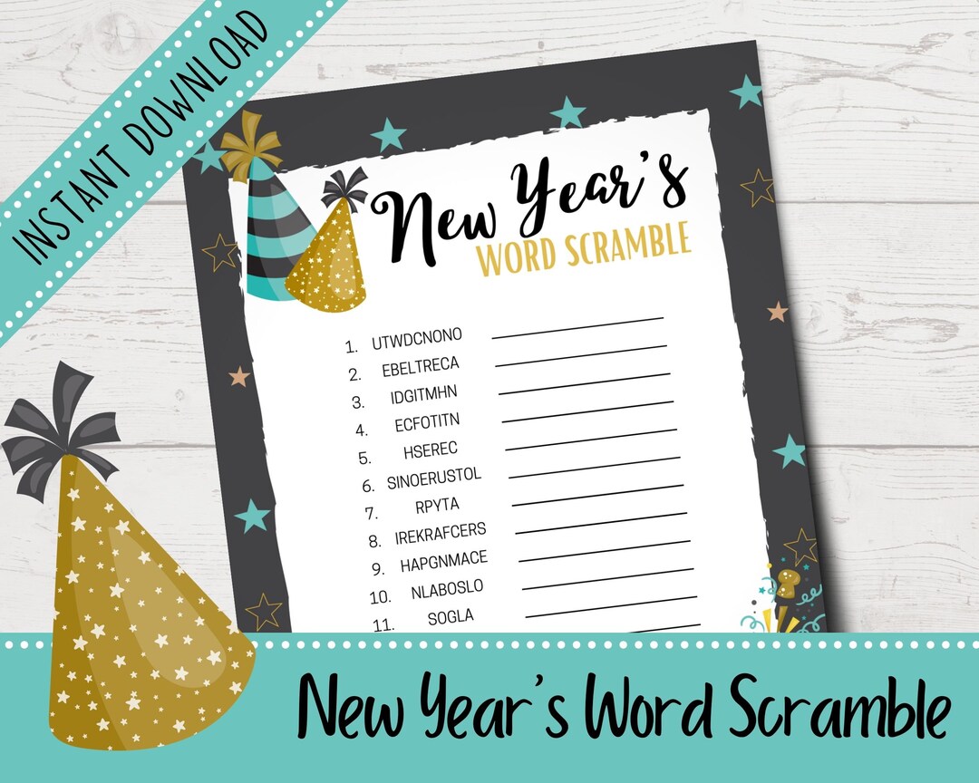 New Year's Eve Word Scramble | New Year's Word Games | New Year's Eve ...