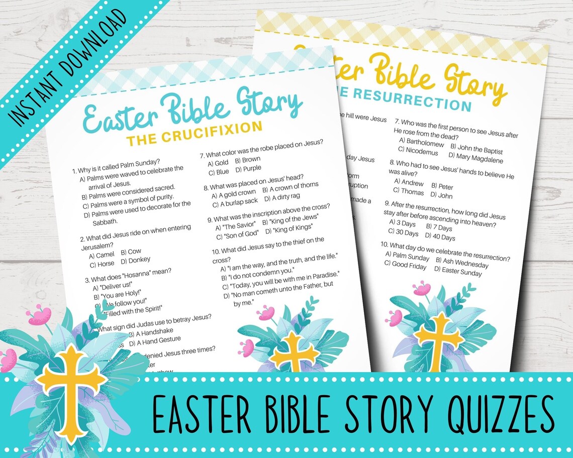 Printable Easter Bible Story Quiz Bundle | Easter Sunday School Lesson ...