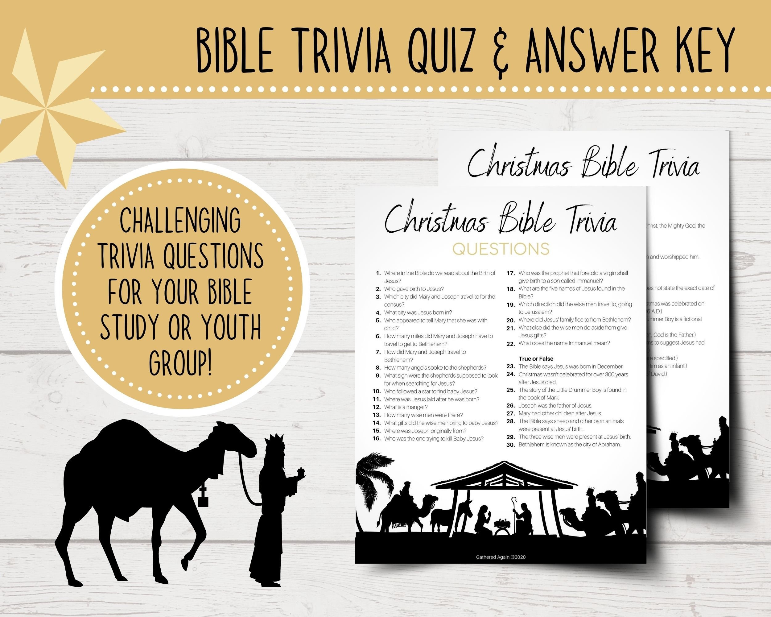 Christmas Bible Trivia Questions for Kids | Sunday School | Youth Group ...