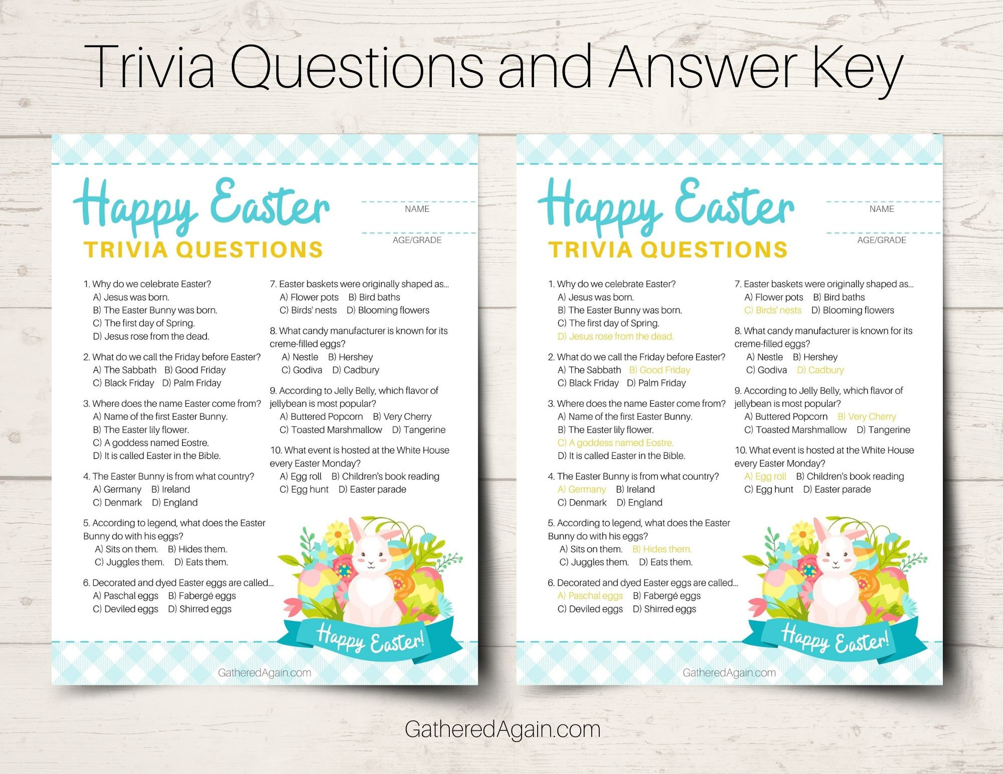 Happy Easter Trivia Questions Quiz for Kids [printable] Instant ...