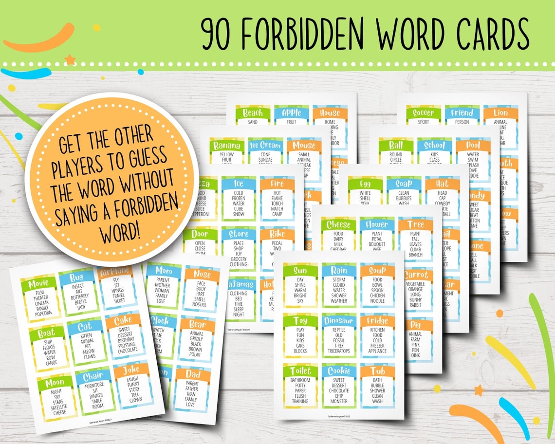 Forbidden Word Game for Kids | Printable Kid-edition Taboo-style Game ...