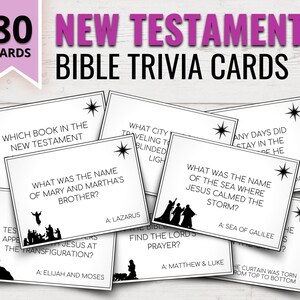 New Testament Bible Trivia Cards | Bible Trivia Questions | Printable ...