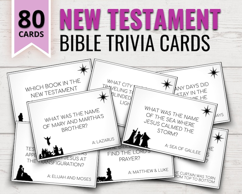 New Testament Bible Trivia Cards Bible Trivia Questions Printable Bible ...