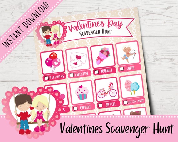 Valentine's Day Scavenger Hunt for Kids Valentine Party | Etsy