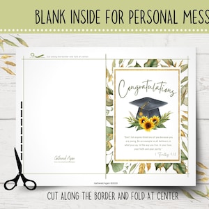 Printable Graduation Card | Sunflower Graduation Card | Christian Card ...