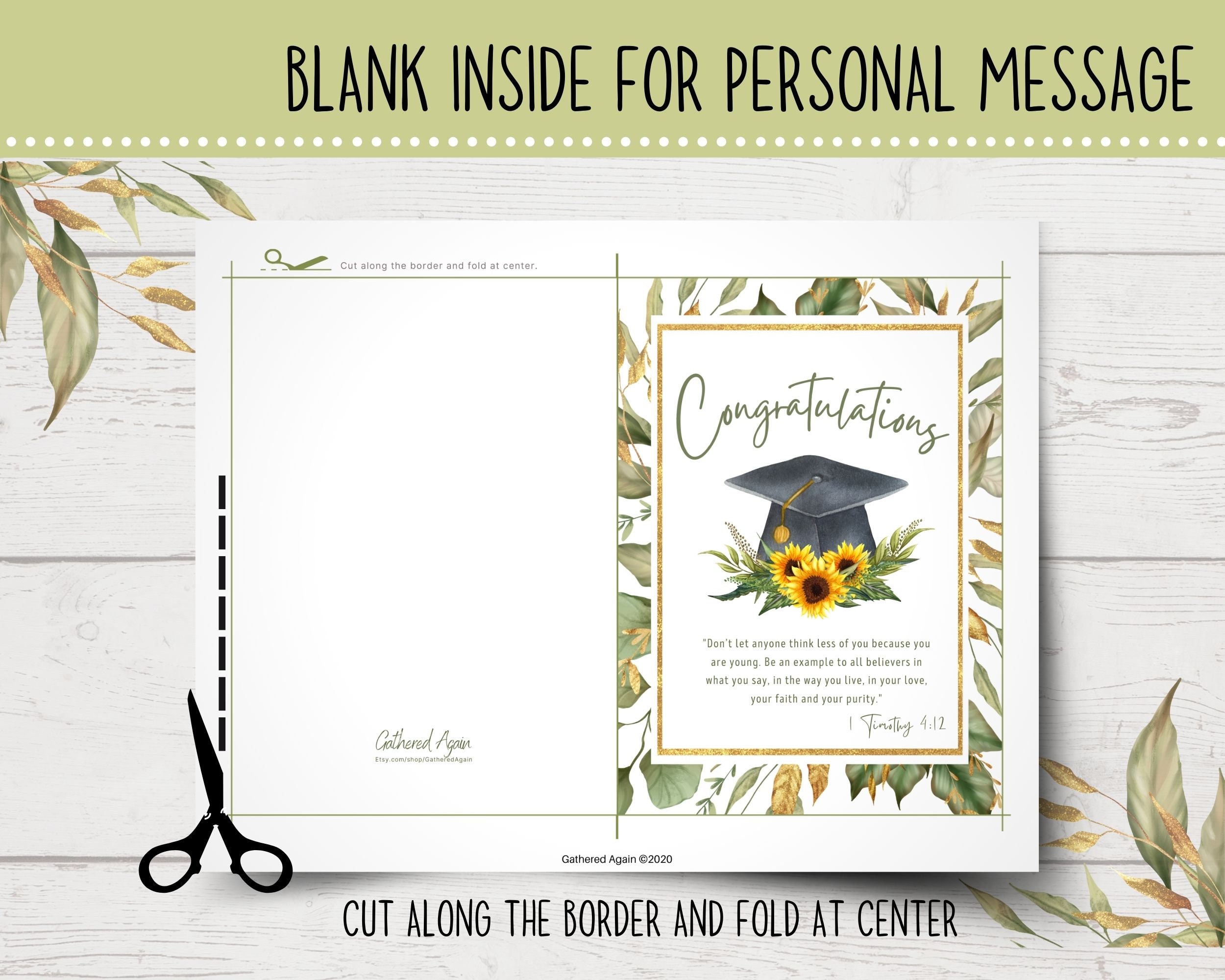 Printable Graduation Card | Sunflower Graduation Card | Christian Card ...