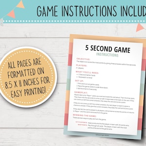 Family Reunion 5 Second Game | Printable Family Reunion Games | Family ...
