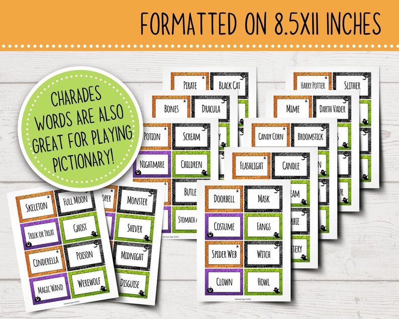 Printable Halloween Charades Game | Halloween Charades for Kids | Funny ...