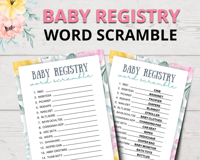Baby Shower Word Scramble | Printable Baby Shower Word Scramble | Baby ...
