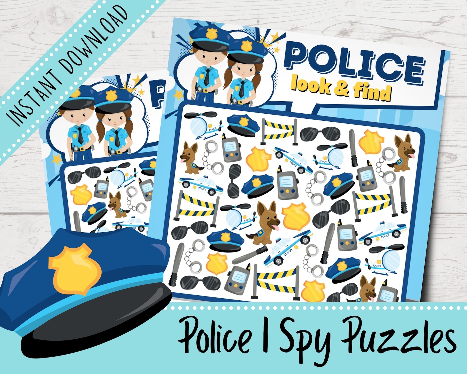 Police I Spy Puzzles for Kids Printable Look and Find Printable Games ...