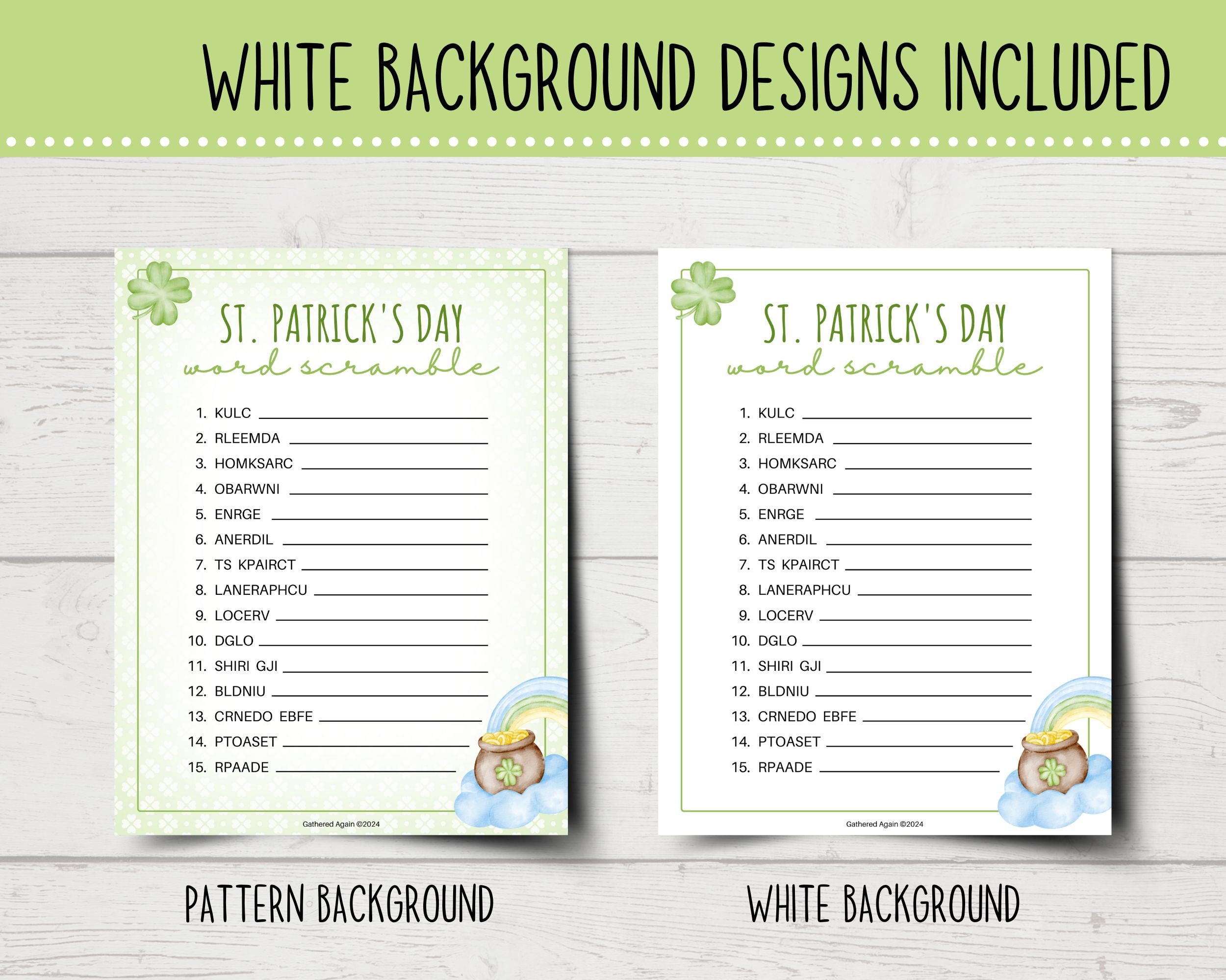 St. Patrick's Day Word Scramble | Printable St. Patrick's Day Party ...