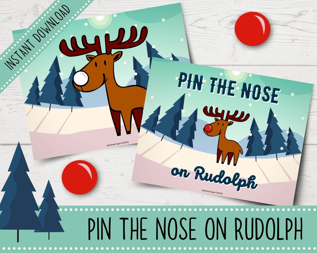 Printable Pin the Nose on Rudolph Party Game | Funny Christmas Games ...