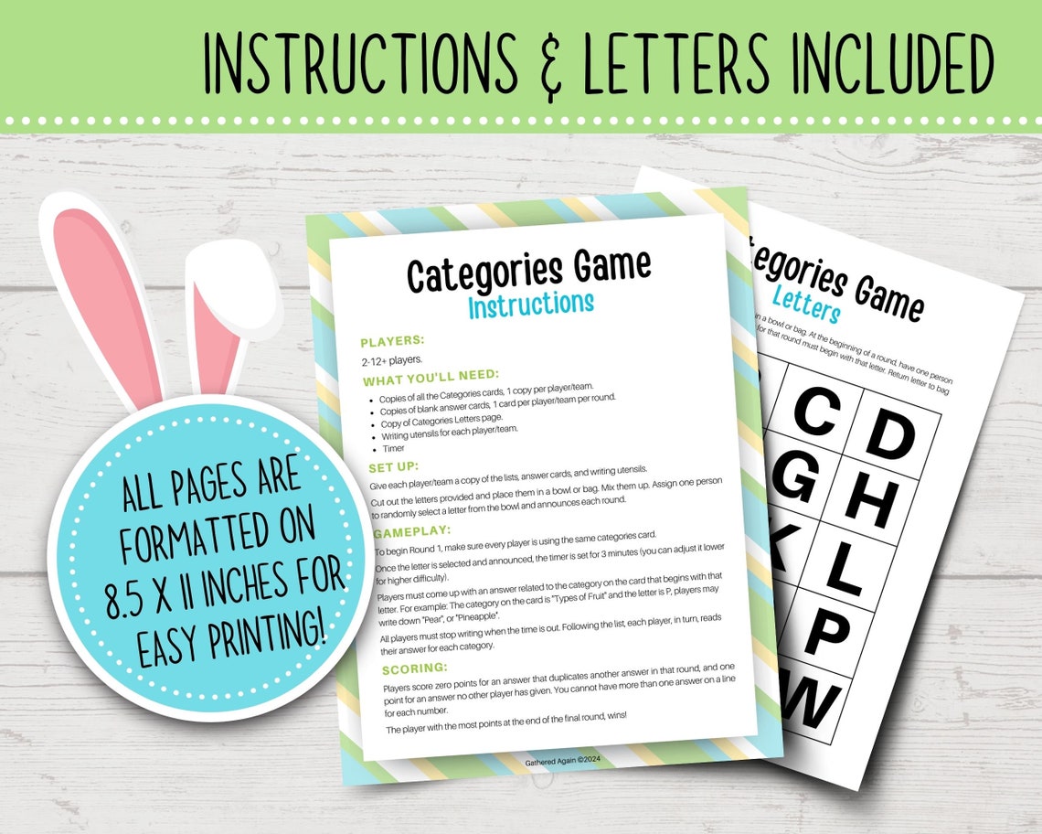 Easter Categories Game | Easter Scattergories-inspired Game | Printable ...