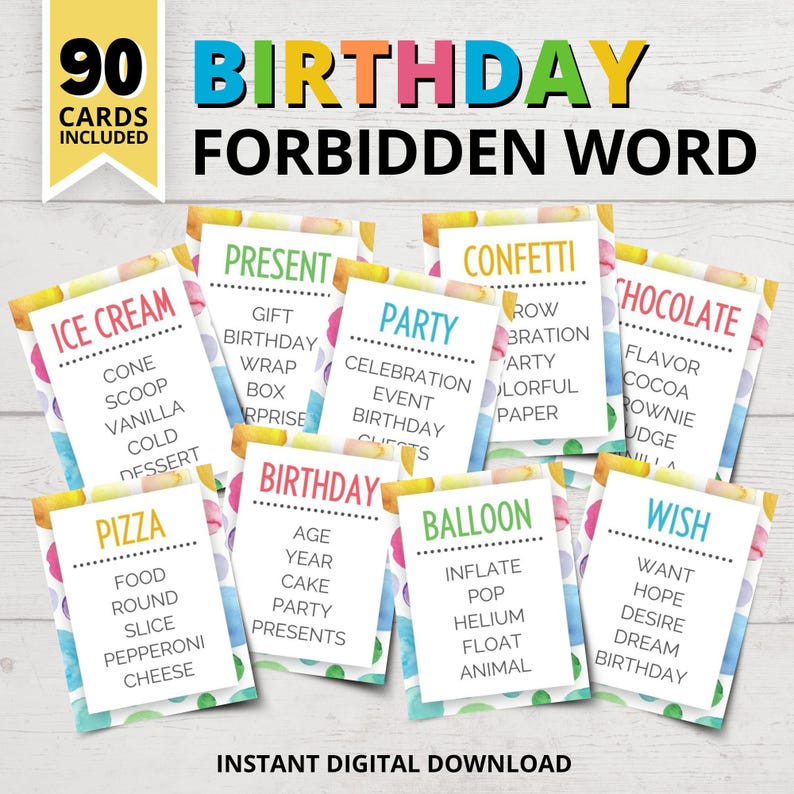 Birthday Forbidden Word Game | Birthday Taboo-style Game | Funny ...