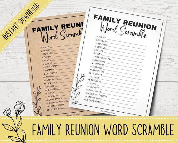 Printable Family Reunion Word Scramble Printable Family | Etsy
