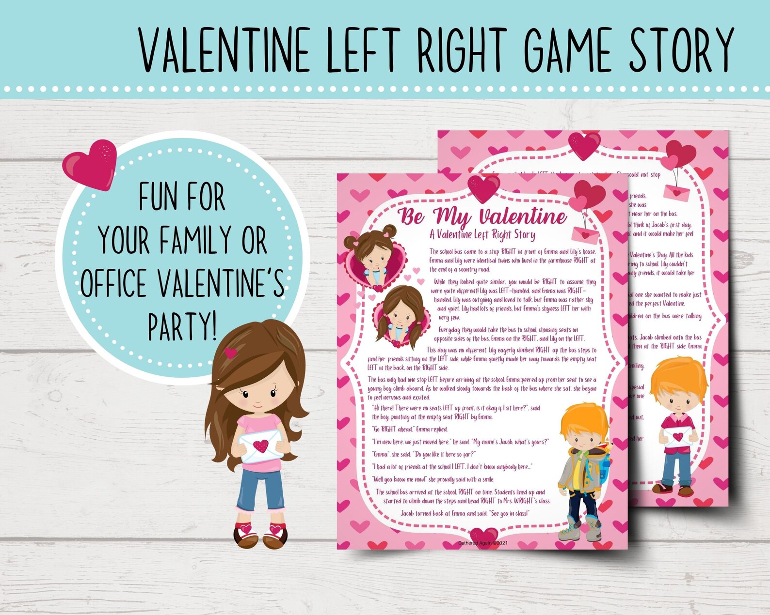 Be My Valentine Left Right Game Cute Valentine Left Right | Etsy