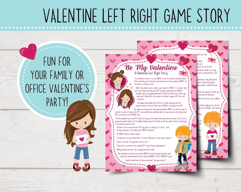 Be My Valentine Left Right Game Cute Valentine Left Right | Etsy