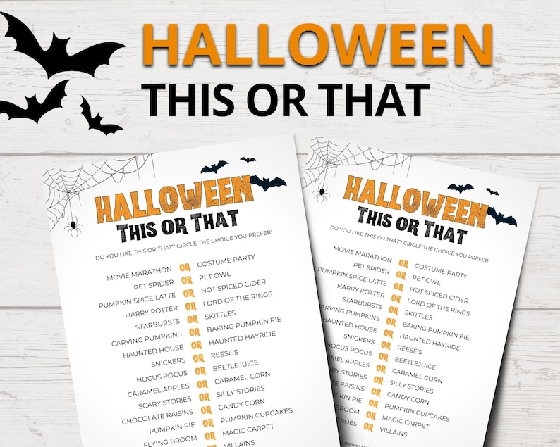 Halloween This or That Game | Printable Halloween Party Games | Funny ...