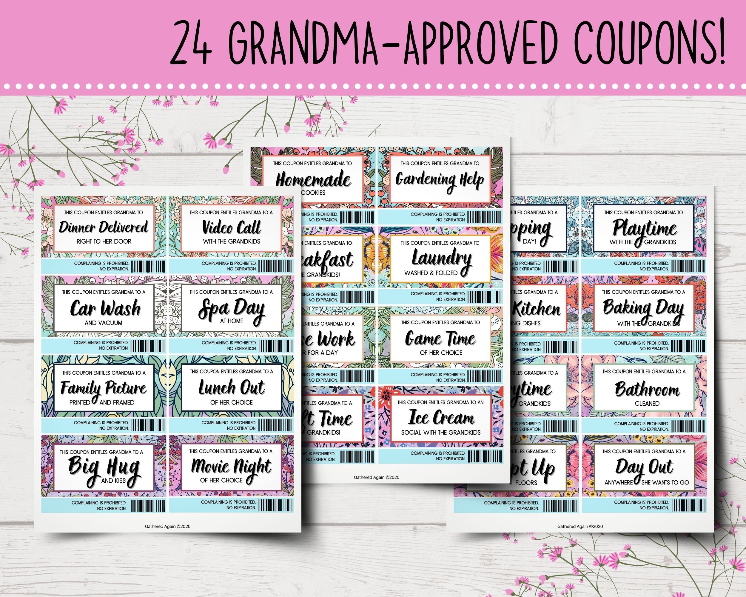 Printable Grandma Coupons | Printable Coupons for Grandma | Coupon Book ...