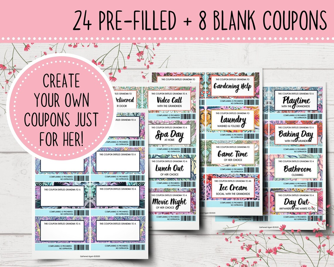 Printable Grandma Coupons Printable Coupons for Grandma - Etsy