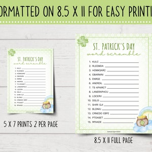 St. Patrick's Day Word Scramble | Printable St. Patrick's Day Party ...