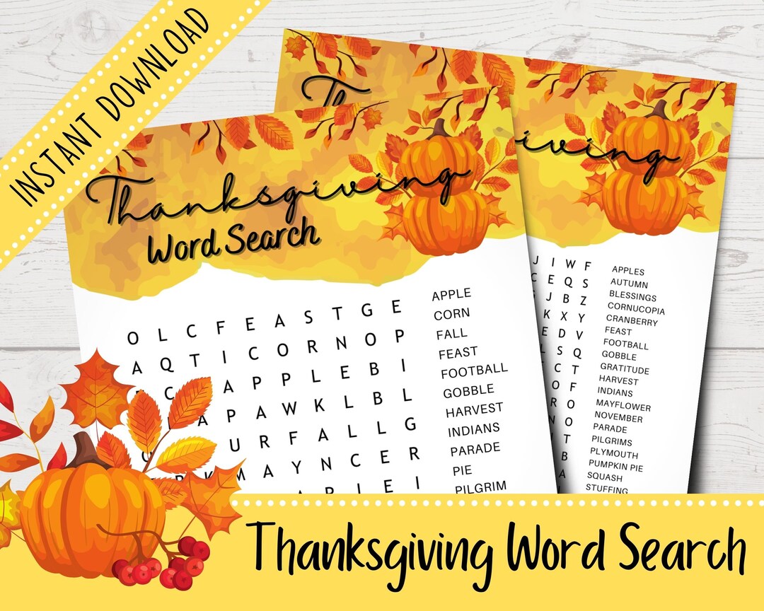 Gold Thanksgiving Word Search Bundle Thanksgiving Puzzles Printable ...