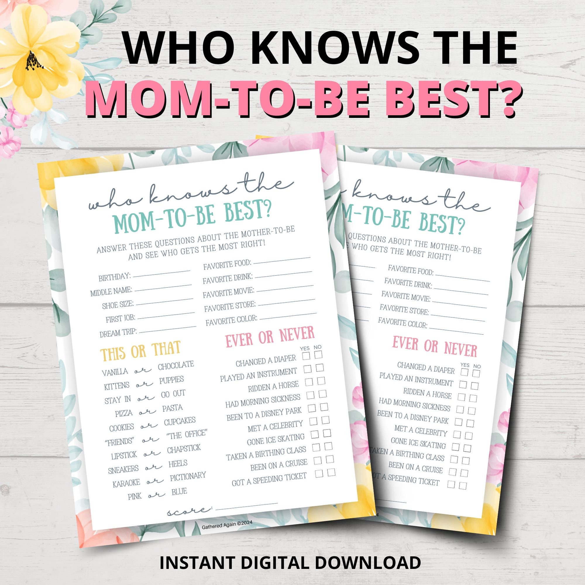 Who Knows the Mom-to-be Best Game | Baby Shower Games | Baby Shower ...