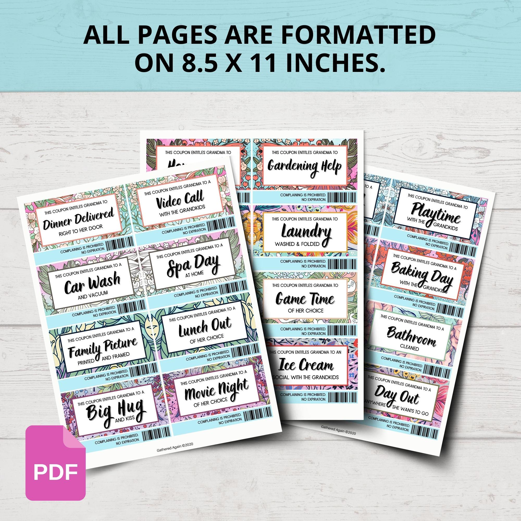 Printable Grandma Coupons | Printable Coupons for Grandma | Coupon Book ...