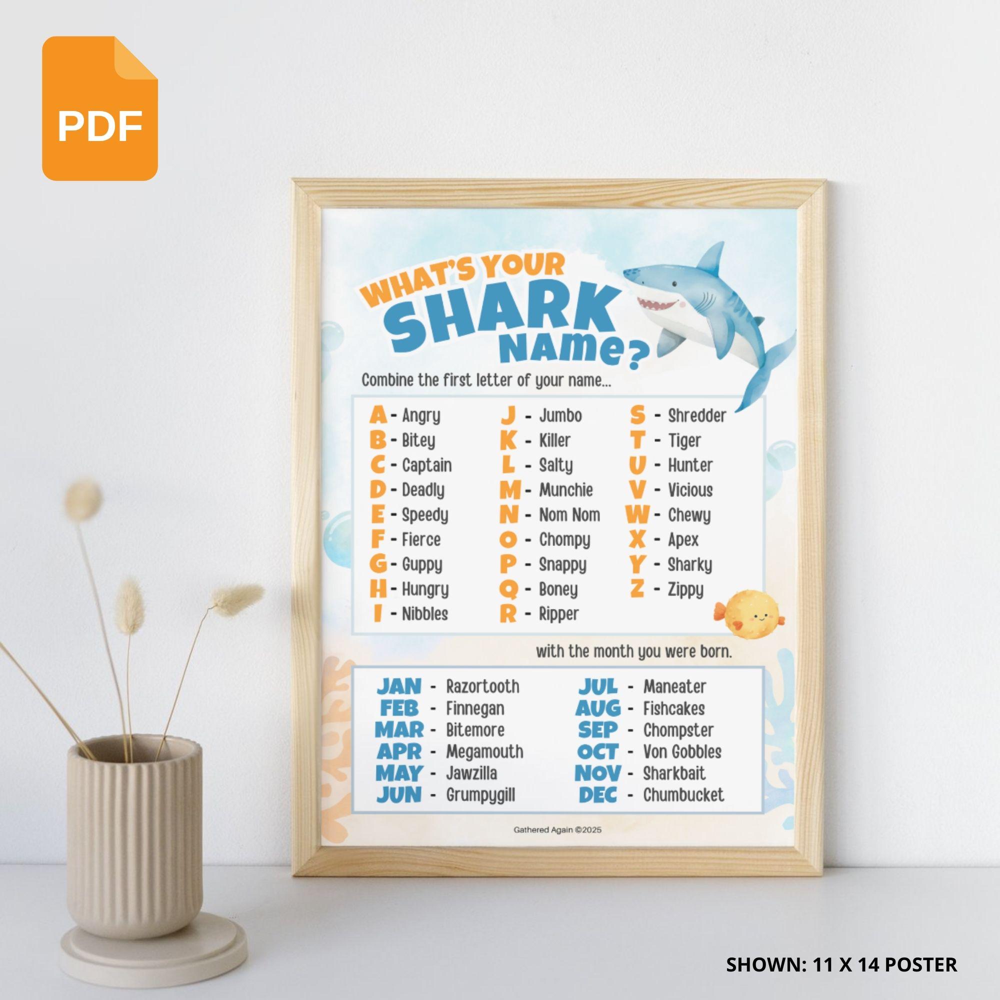 What's Your Shark Name? | Printable Shark Name Game | Shark Birthday ...