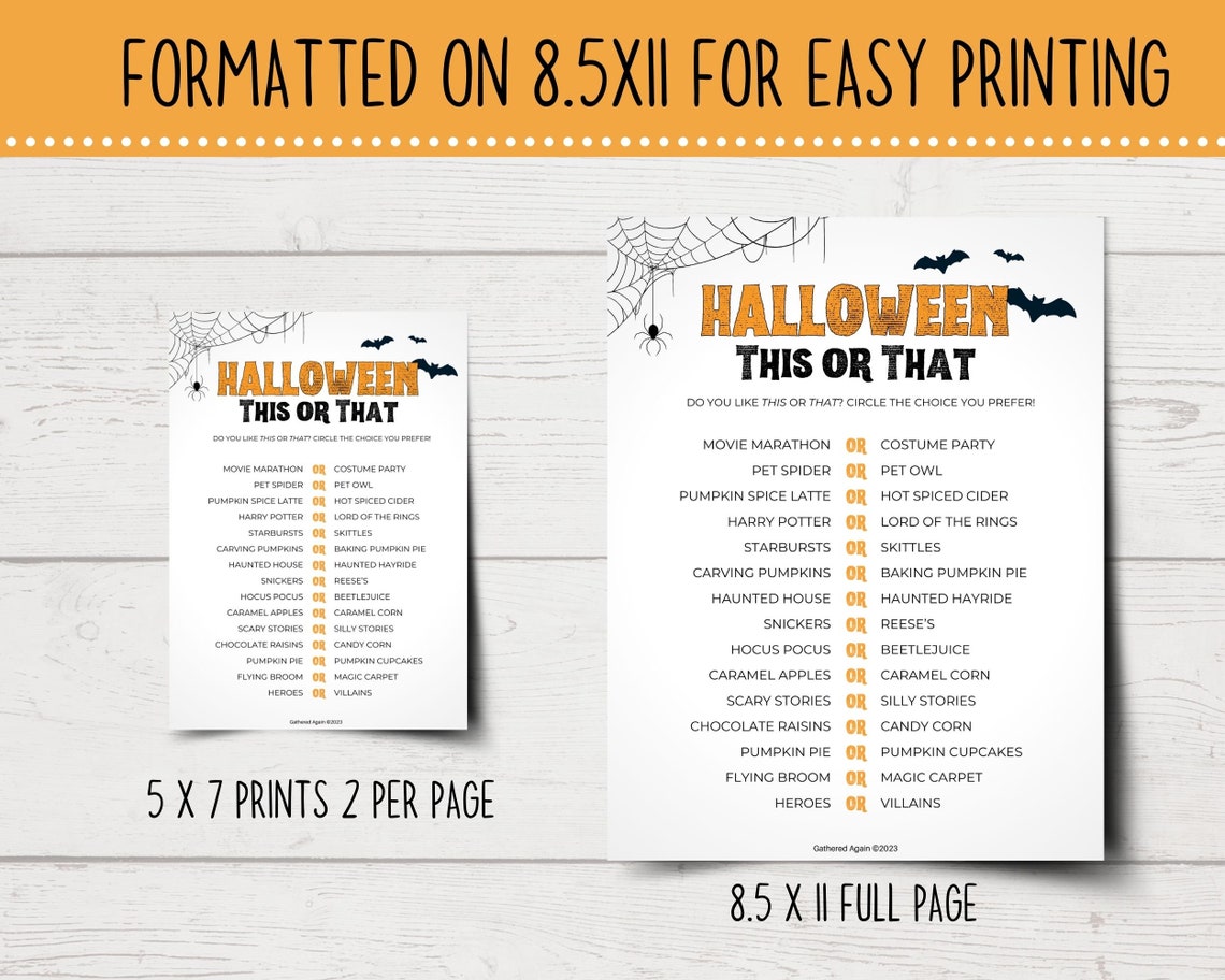 Halloween This or That Game | Printable Halloween Party Games | Funny ...