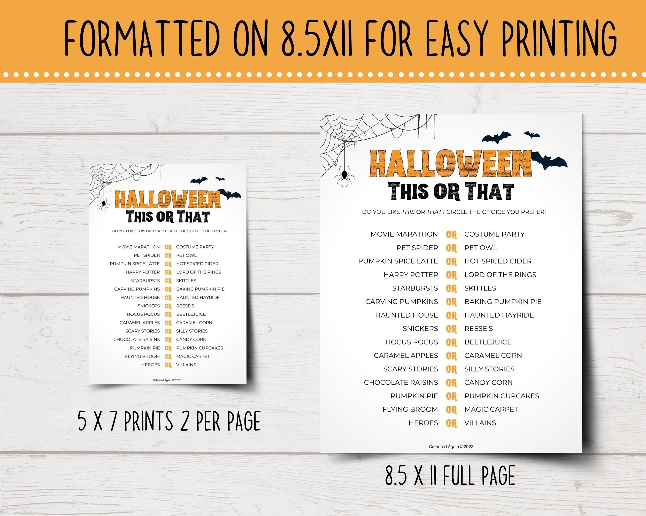 Halloween This or That Game | Printable Halloween Party Games | Funny ...